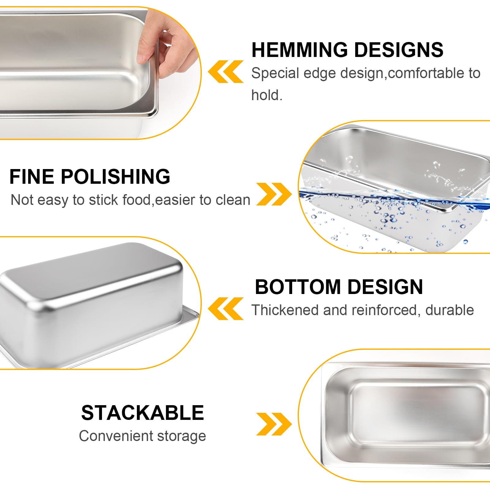 Snapklik.com : 2 Pack Hotel Pans,3/1 Size 6" Deep,Anti-Jamming Steam ...