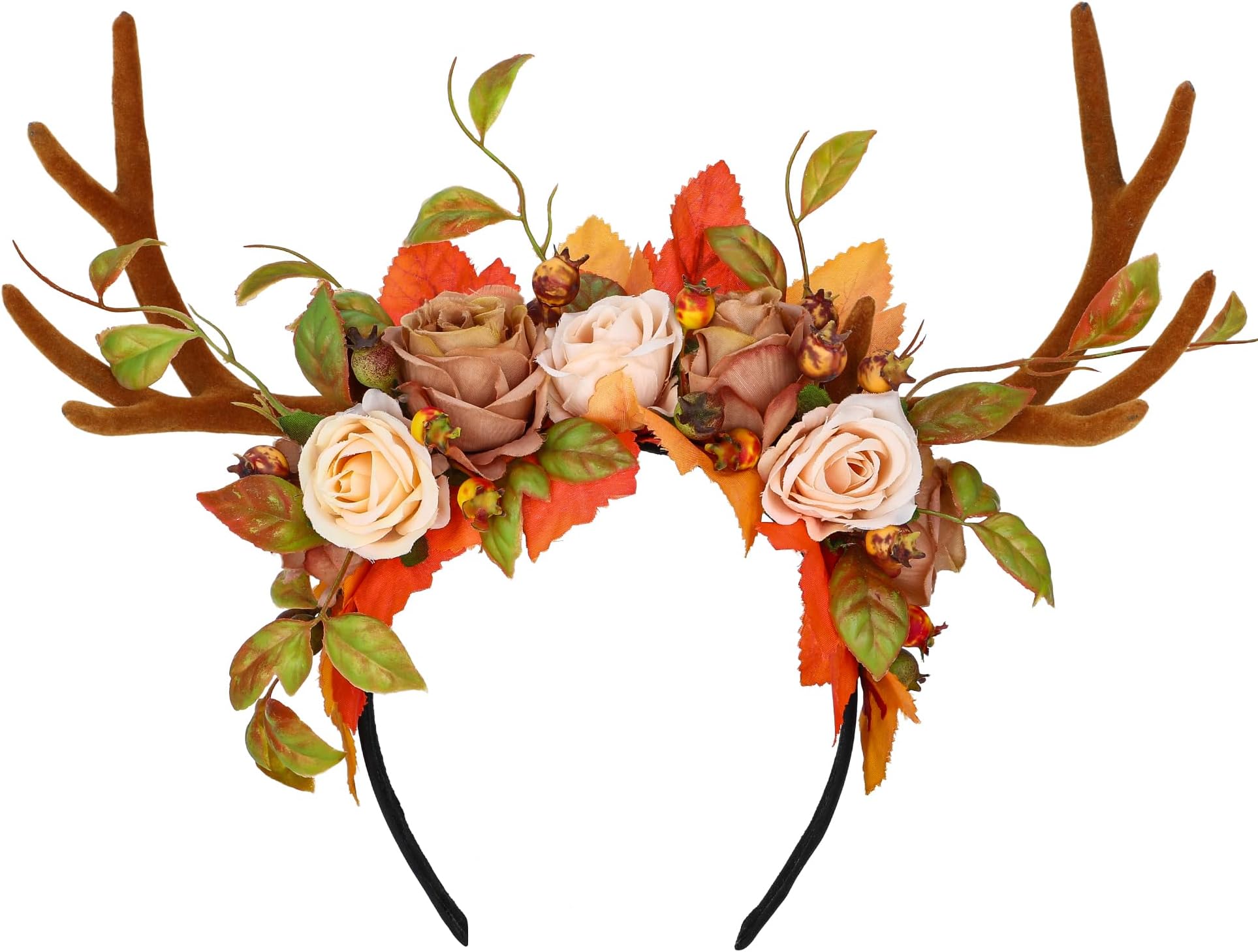 Amazon.com : MOSTORY Handmade Antler Headband Brown - Adjustable ...