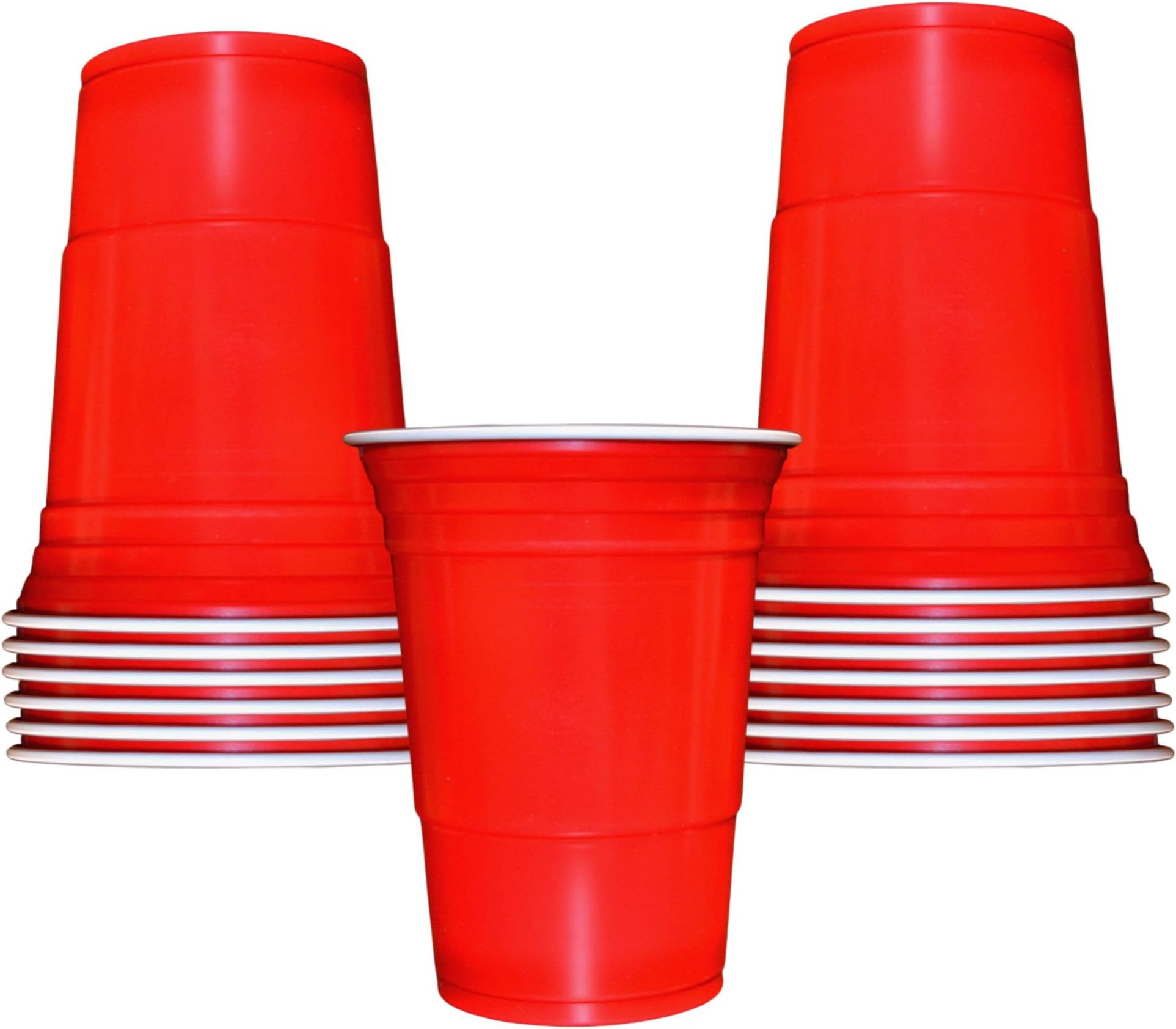 AmazCups Large Red Plastic Cups - 450ml (15.8floz) Red Disposable Cups ...