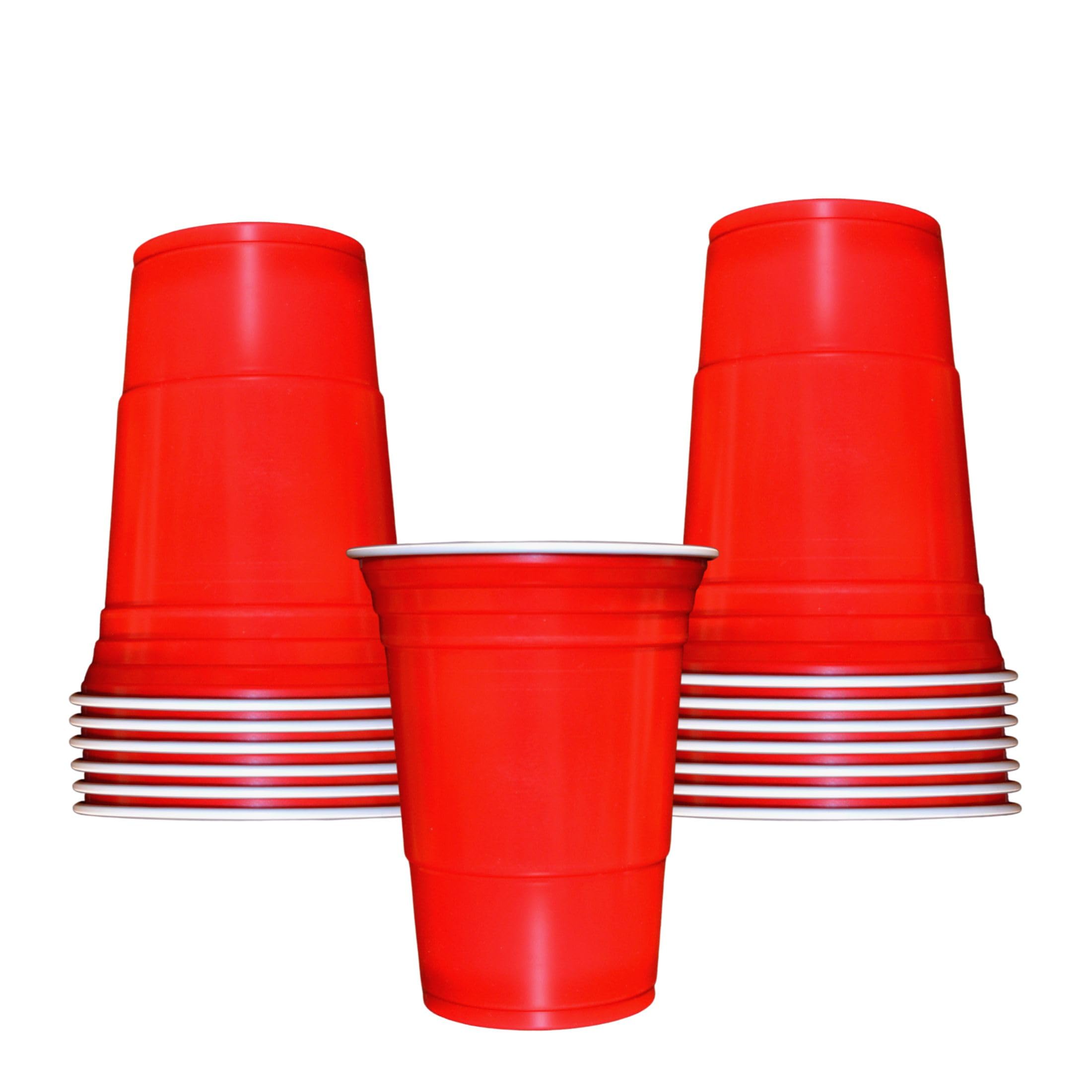 Amazcups Large Red Plastic Cups - 450ml (15.8floz) Red Disposable Cups ...