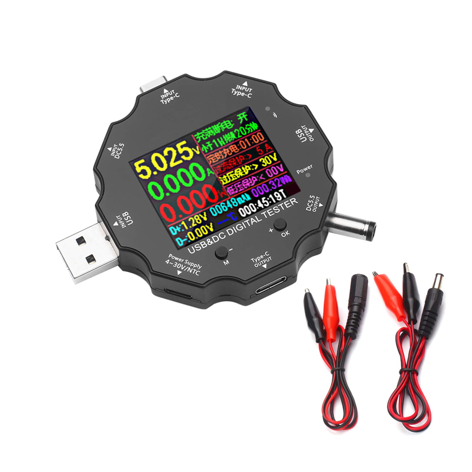 Buy USB3.0/DC/Type-C USB Tester Detector Meter Multimeter with 2-Way ...