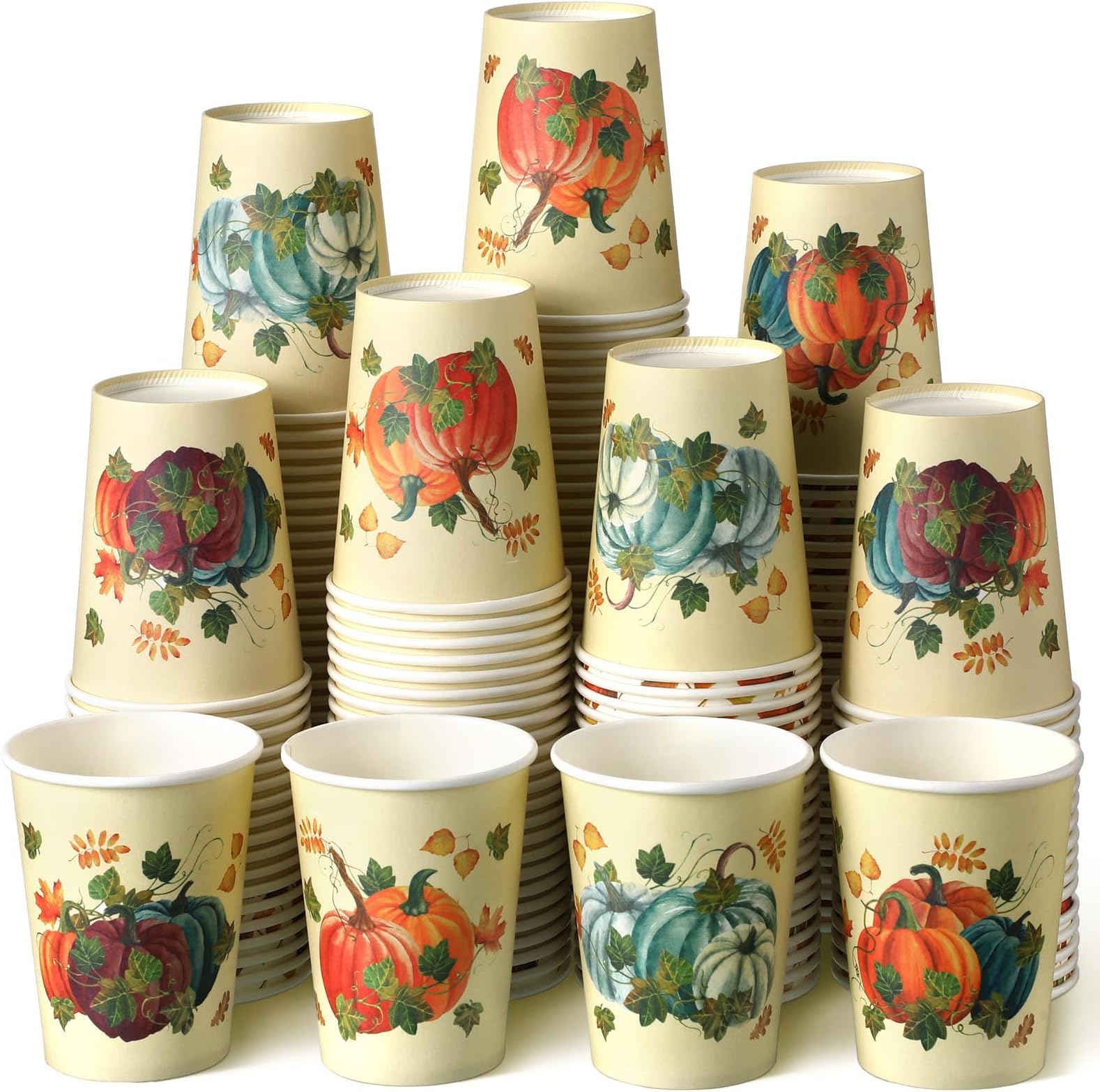 Amazon.com: Fulmoon 100 Pcs Fall Thanksgiving Disposable Cups 9 oz ...