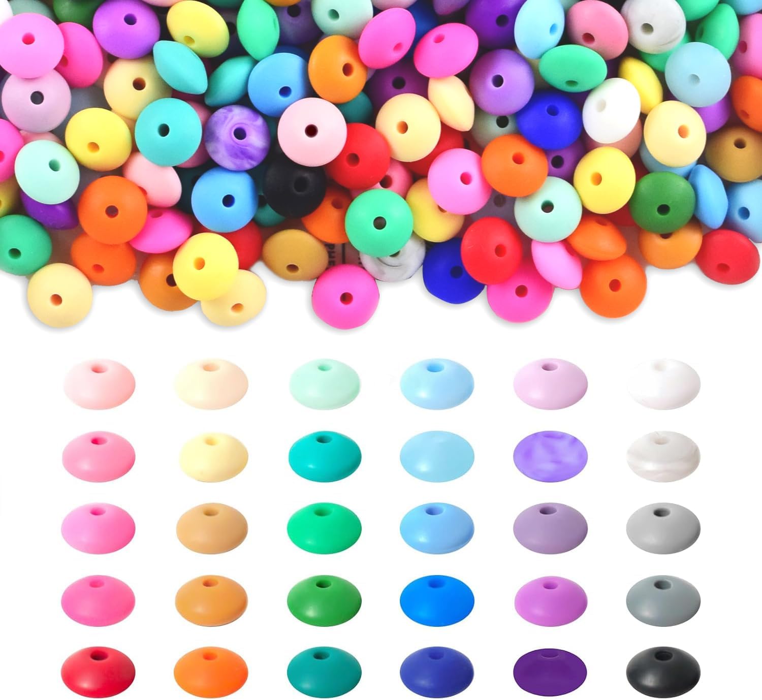 Amazon.com: JOPY 240pcs Silicone Lentil Beads Kit - 12mm Bulk Loose ...