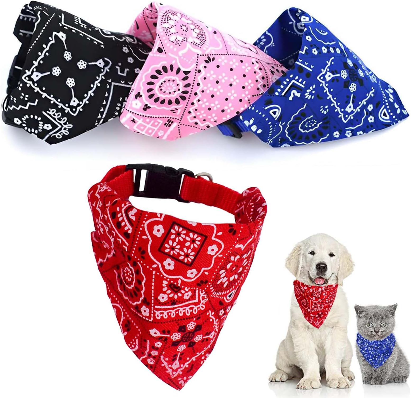 SLSON 14 Pack Dog Bandanas, Plaid Dog Scarf Washable Triangle Pet Bibs ...