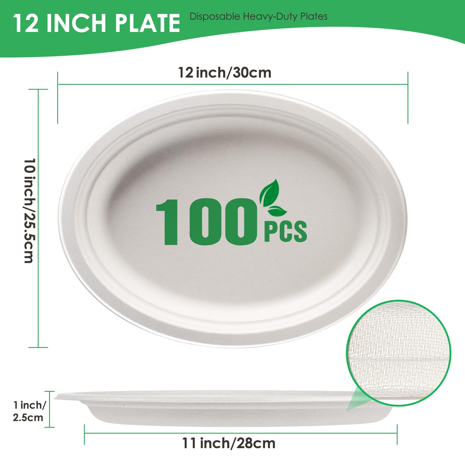 Snapklik.com : Gezond 100% Compostable Oval Paper Plates 12 Inch 100 ...