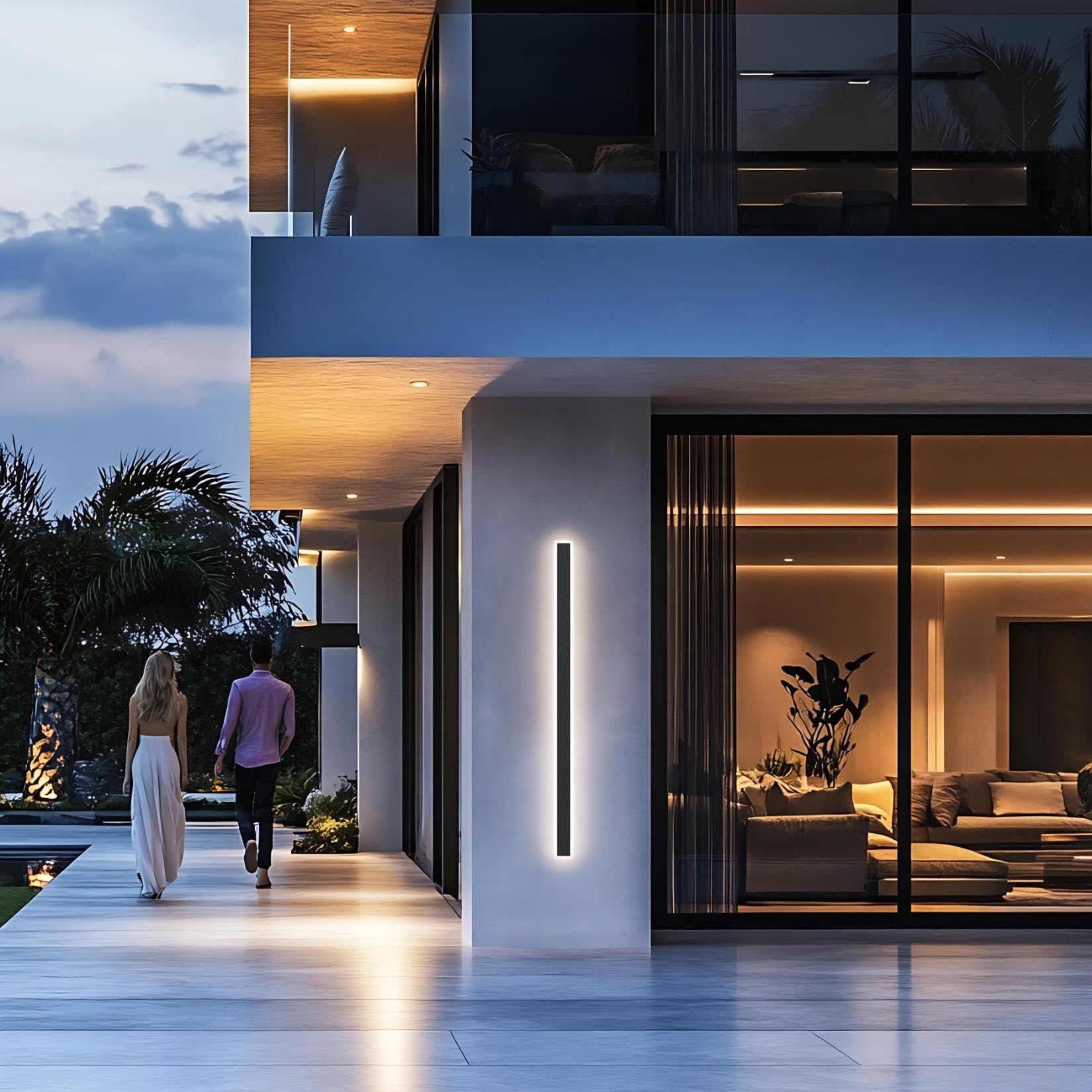 Snapklik.com : Tipace Modern LED Outdoor Sconce 59IN 30W Black Exterior ...