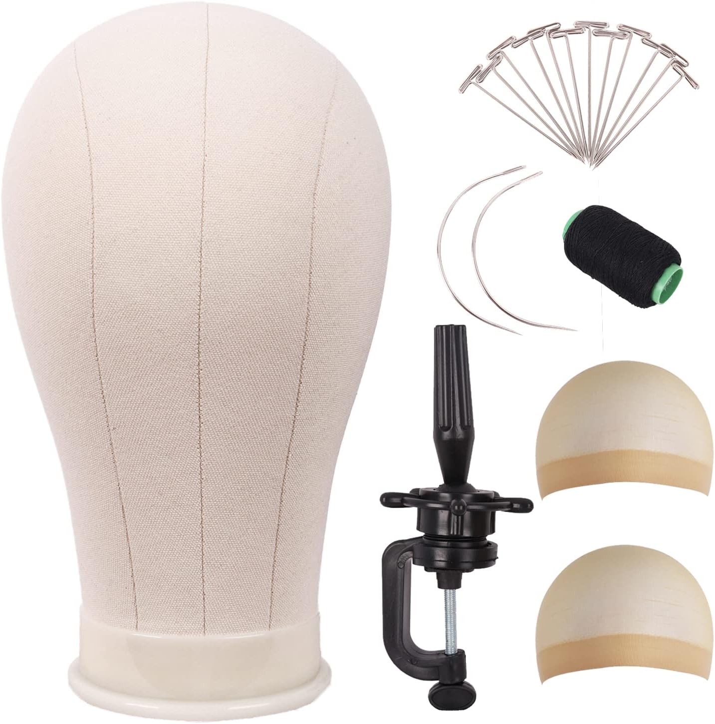 MapofBeauty 23 Inch Canvas Block Head Wig Head With Stand for Making ...