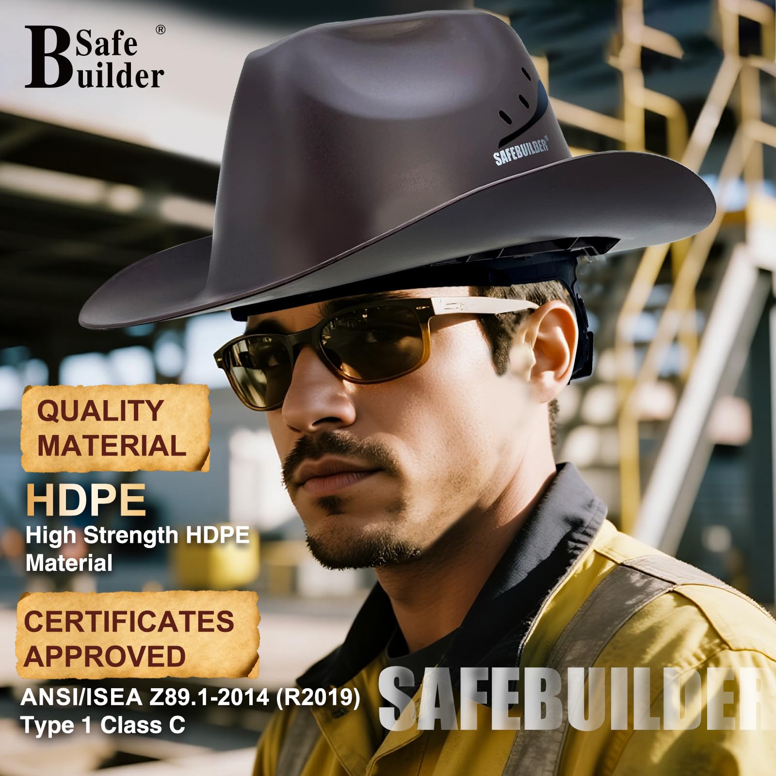 Snapklik.com : SAFEBUILDER Cowboy Style Hard Hat Class C Safety Helmet ...