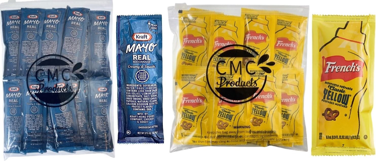 Amazon.com : Gift Set: Bag-n-Dash 25 Real Mayo & 25 Mustard Condiment ...