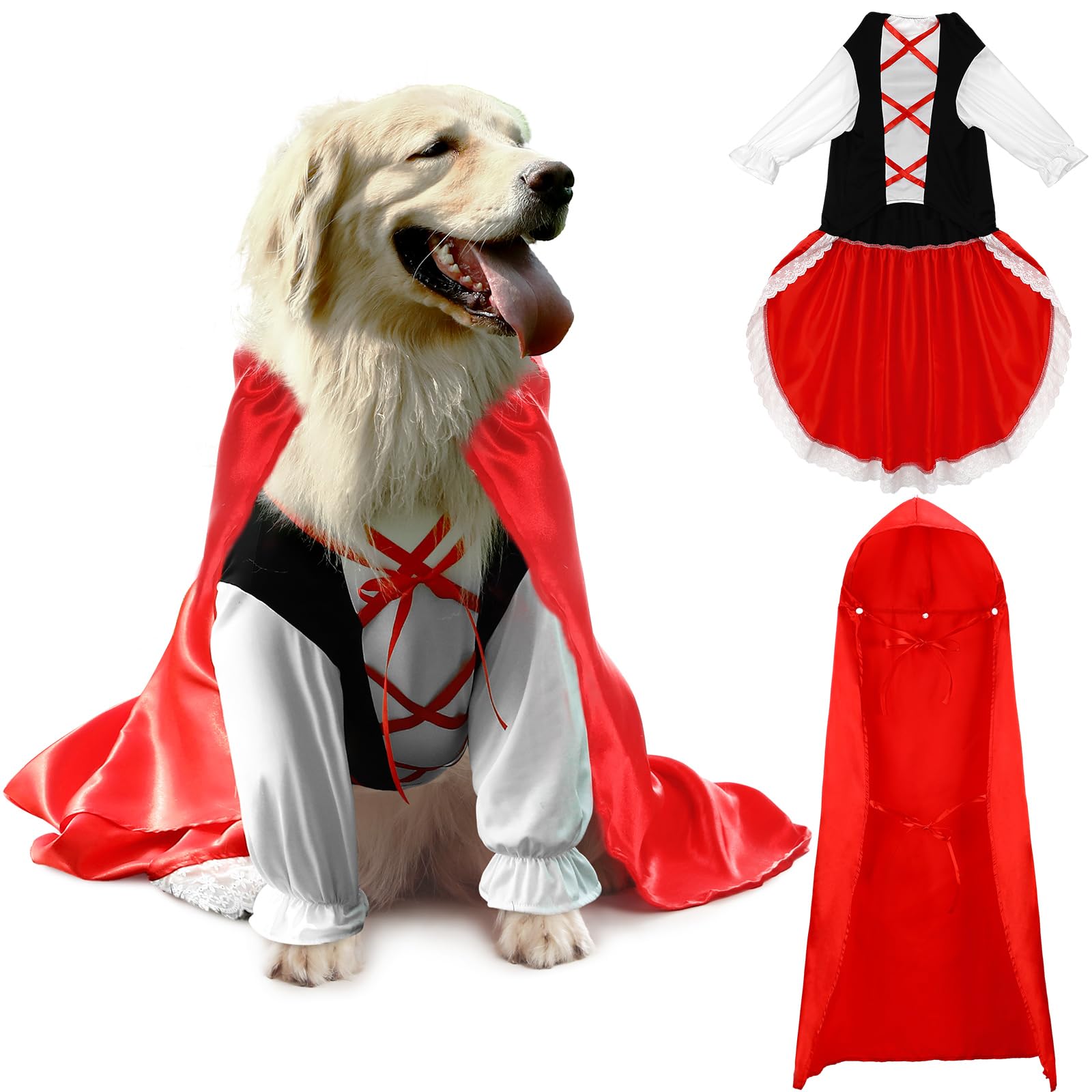 Amazon.com : Huhumy Red Hooded Cape Dog Costume Pet Red Hooded Cape ...