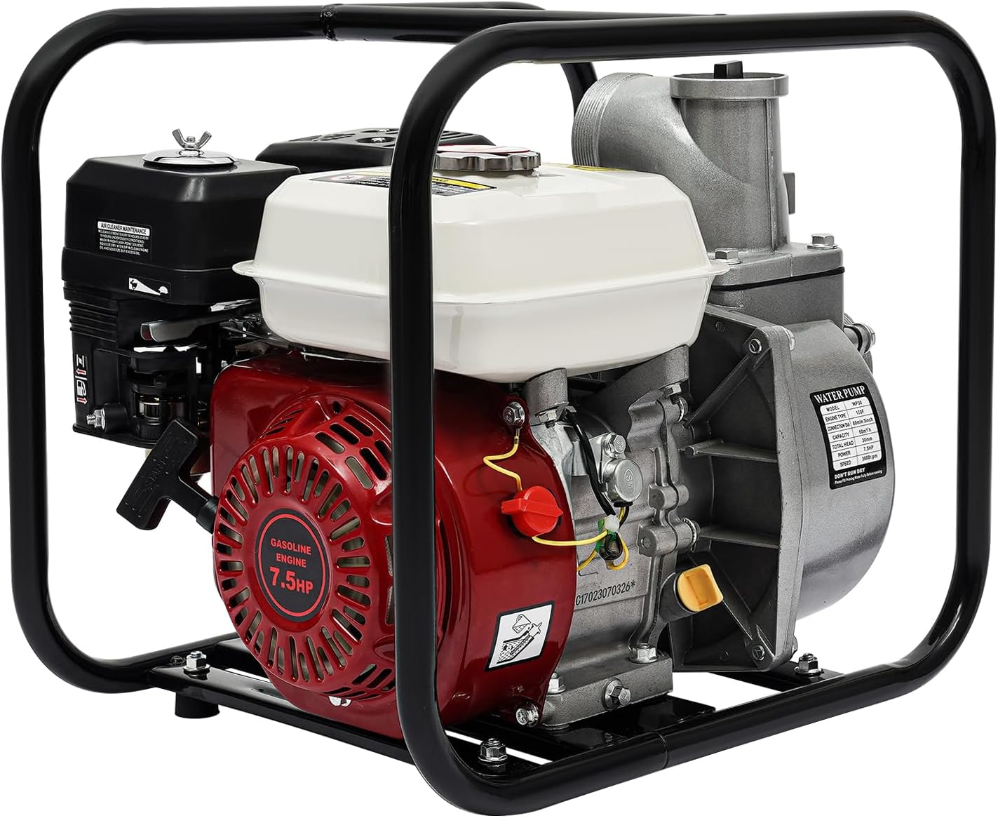 7HP Gas Powered Semi-Trash Water Pump 3 Inch 209cc 4-Stroke OHV Engine ...