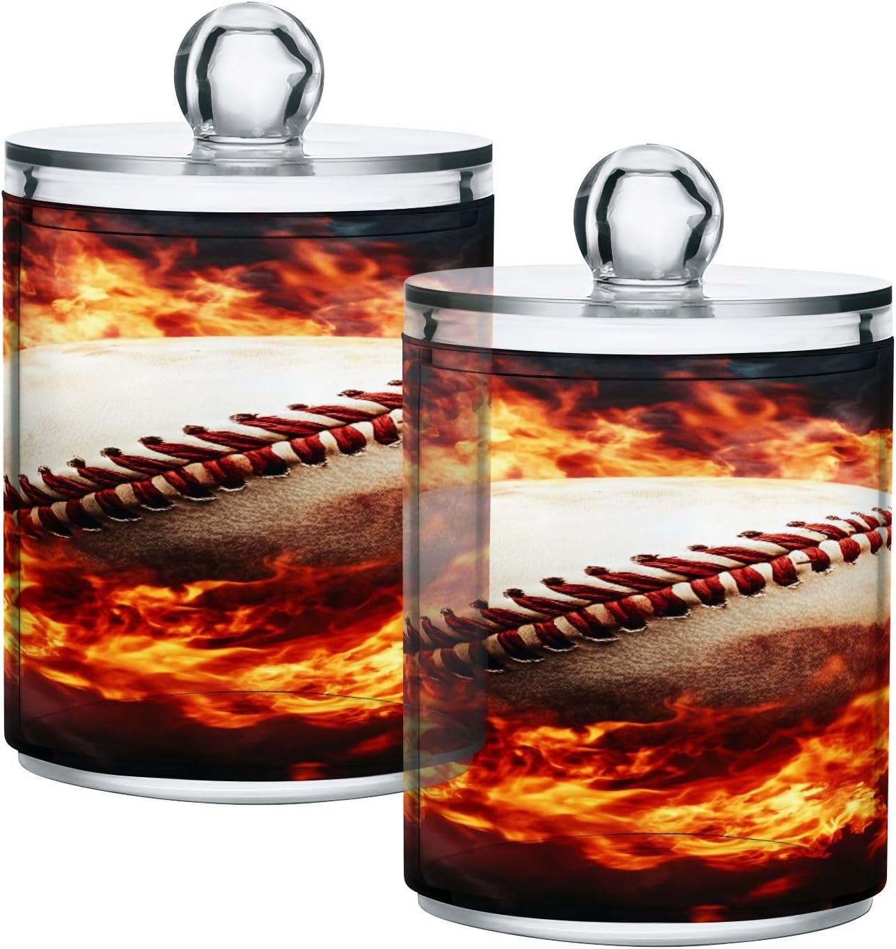 Amazon.com: WOOHUBAG Baseball Fire Cookie Jar with Lid, Set of 2 Wide ...