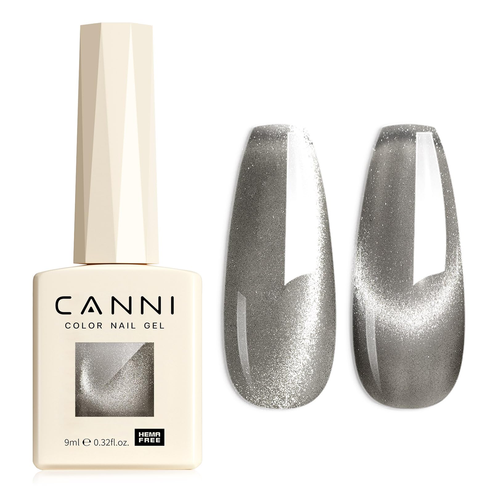 Amazon.com : CANNI 1 Pcs Silver Cat Eye Gel Nail Polish, Silver Glitter ...