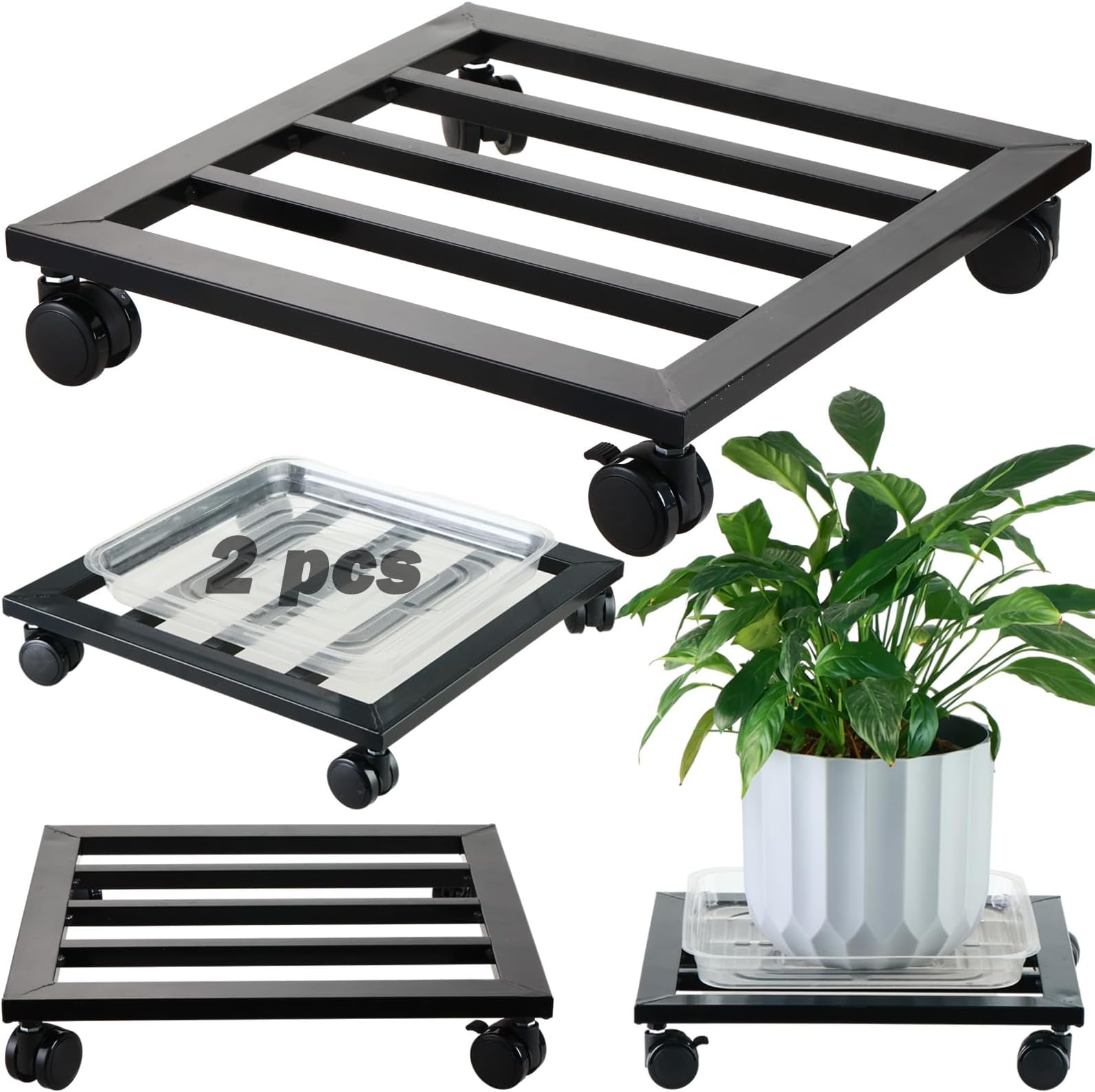 Amazon.com: Plant Caddy with Wheels, 2 Pack 12 Inch Plant Stand with ...