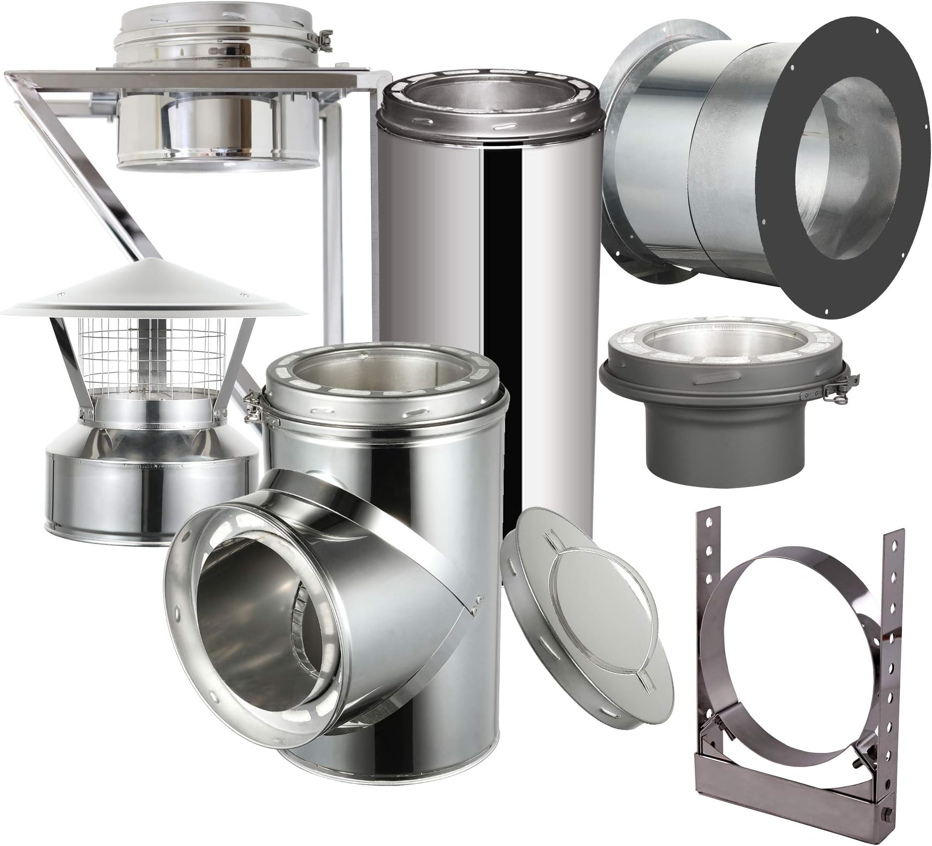 AllFuel HST Base Wall Support for 6" Diameter 304 Stainless Steel All ...