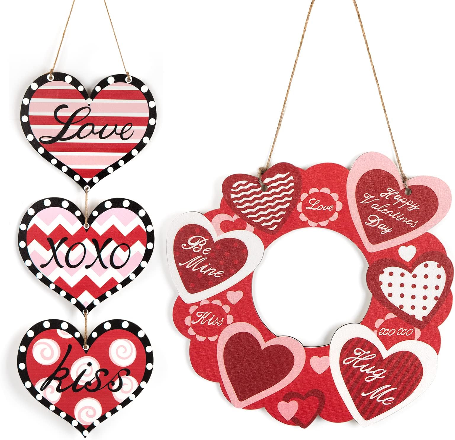 Amazon.com : 2 Pieces Valentines Day Decoration Heart Wood Door Wall ...