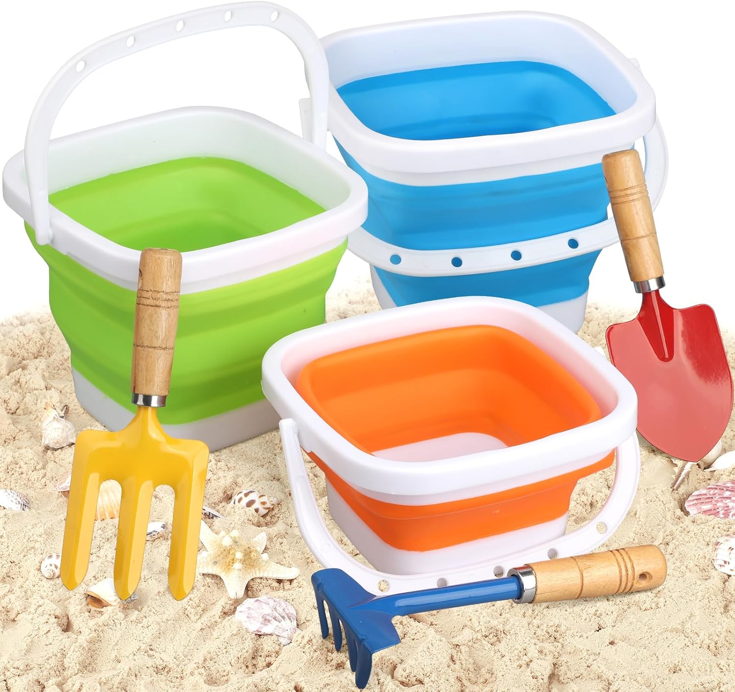 Amazon.com: 3PCS 3L Collapsible Bucket with 9" Shovels, Sandbox Kit ...