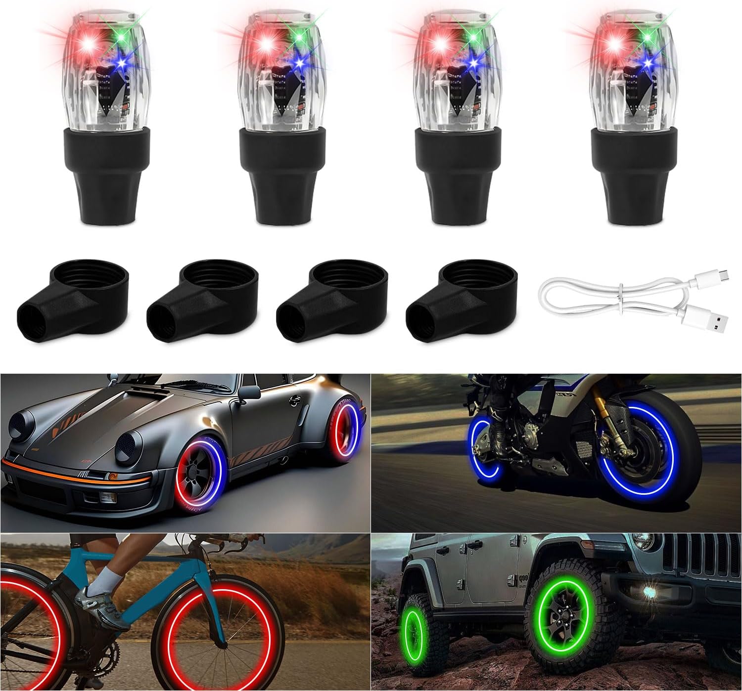 Amazon.com: Car Tire Caps, 8 Pcs Glow in The Dark Tire Valve Caps ...