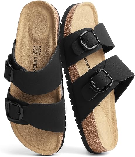 DREAM PAIRS Women's Slides Soft Genuine Footbed Sandals Comfortable ...