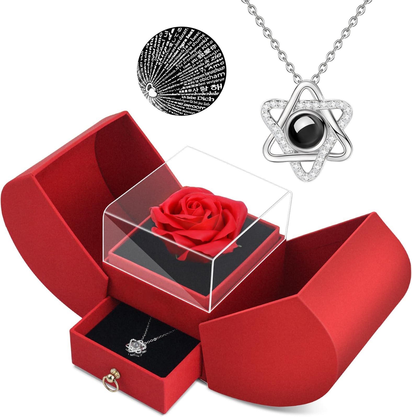 Amazon.com: Wonder Collection Preserved Rose with Necklace - Eternal ...