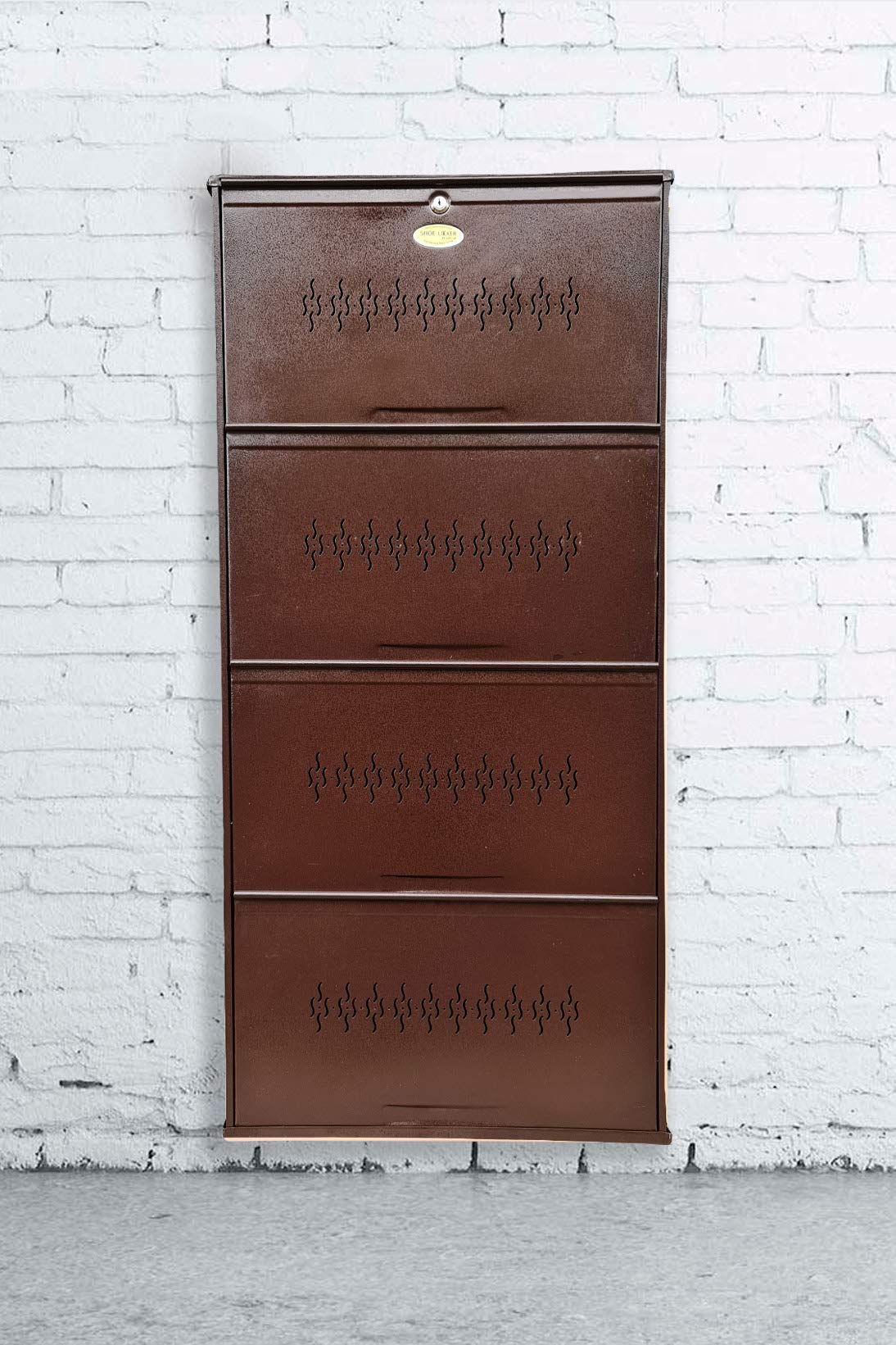 Shoe Locker 25" 4 Door Space Saver Wall Mounted Metal Shoe Rack (Free ...