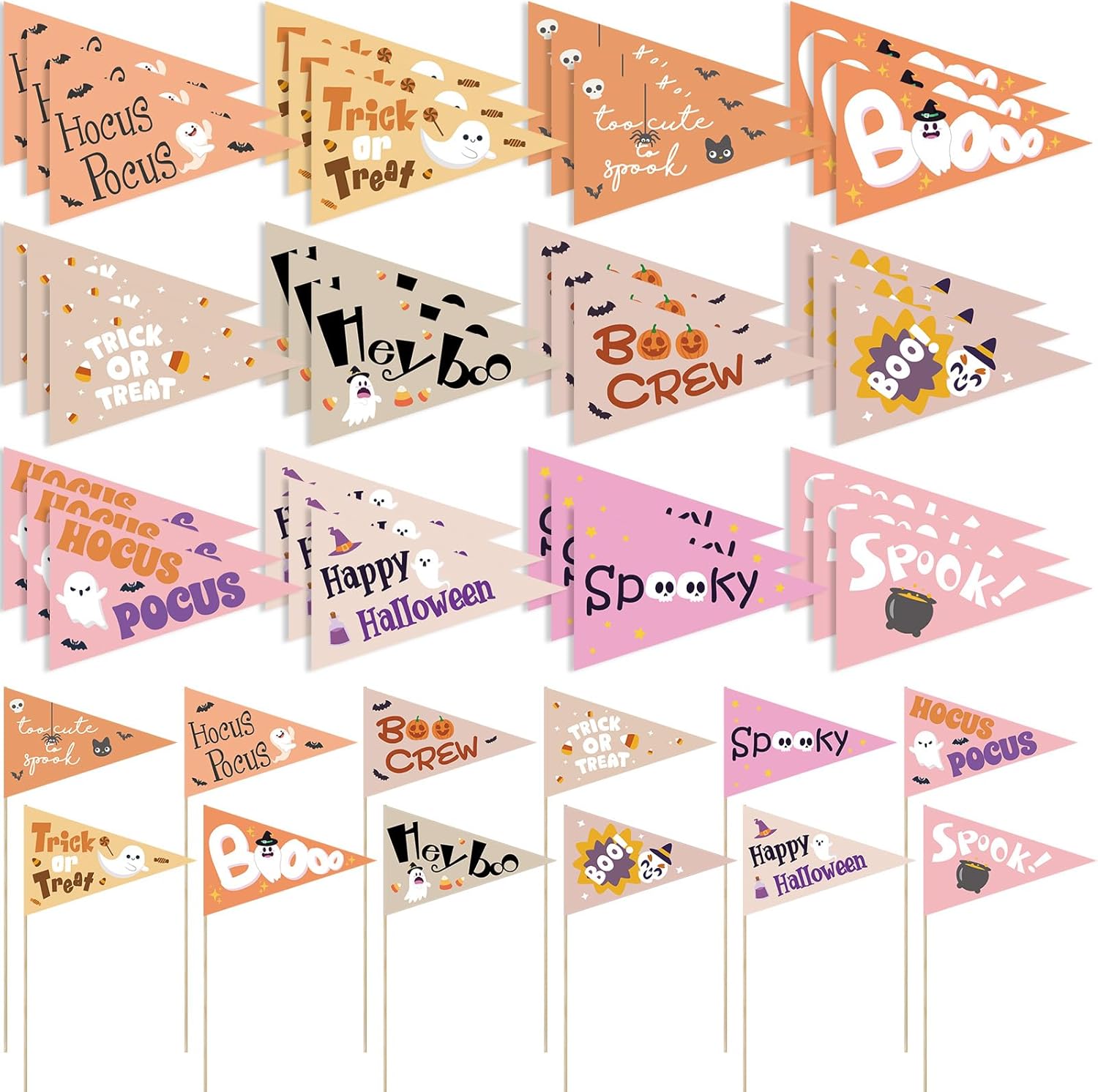 Amazon.com: Gersoniel 36 Pcs Halloween Pennant Flags Boo Basket ...