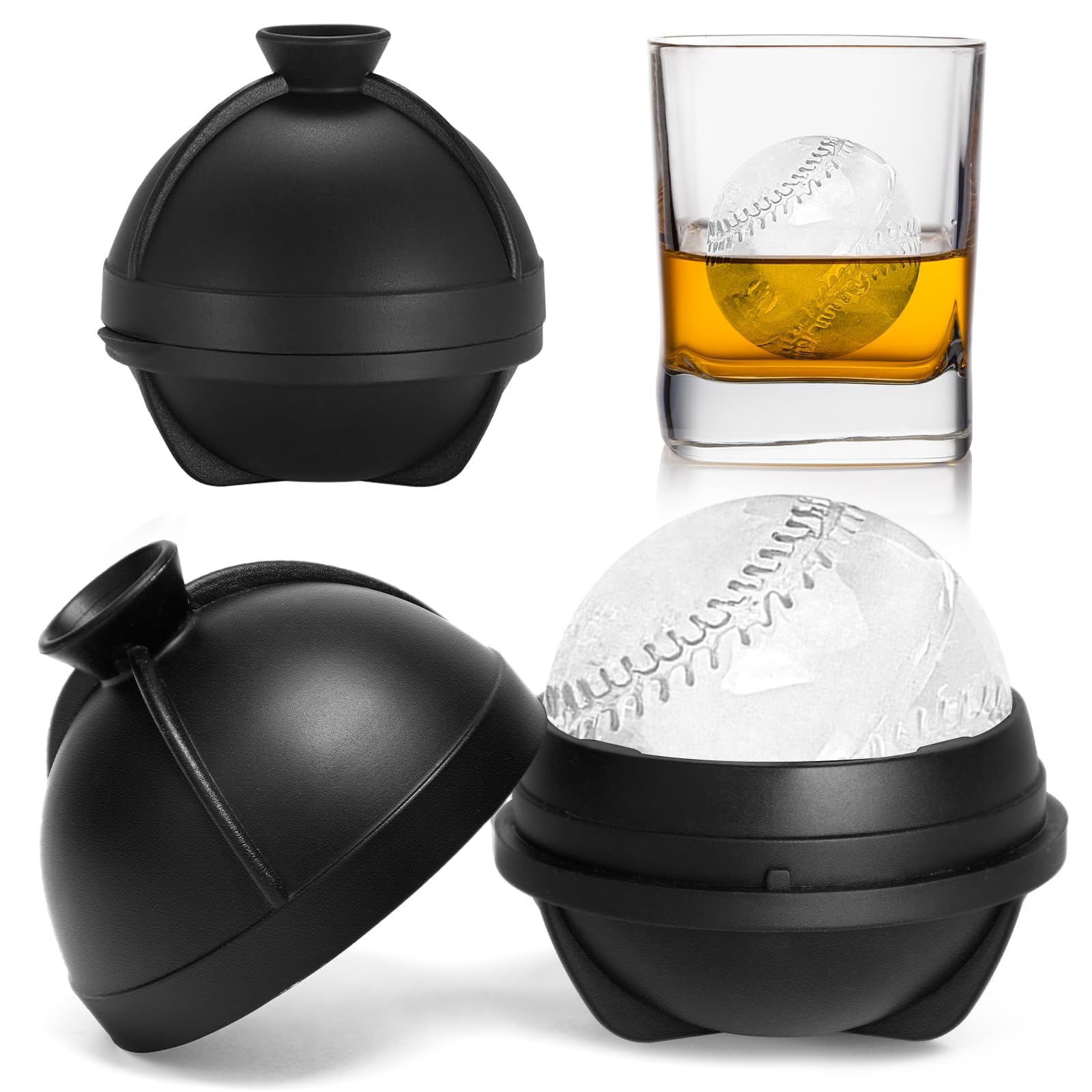 Amazon.com: 2 Pack Baseball Ice Cube Mold 2.5 Inch Large Silicone 3D ...