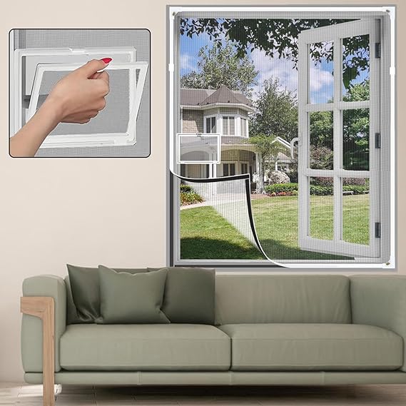 LVYIHAN DIY Magnetic Window Screen with Small Handle Window, Max 55" x ...
