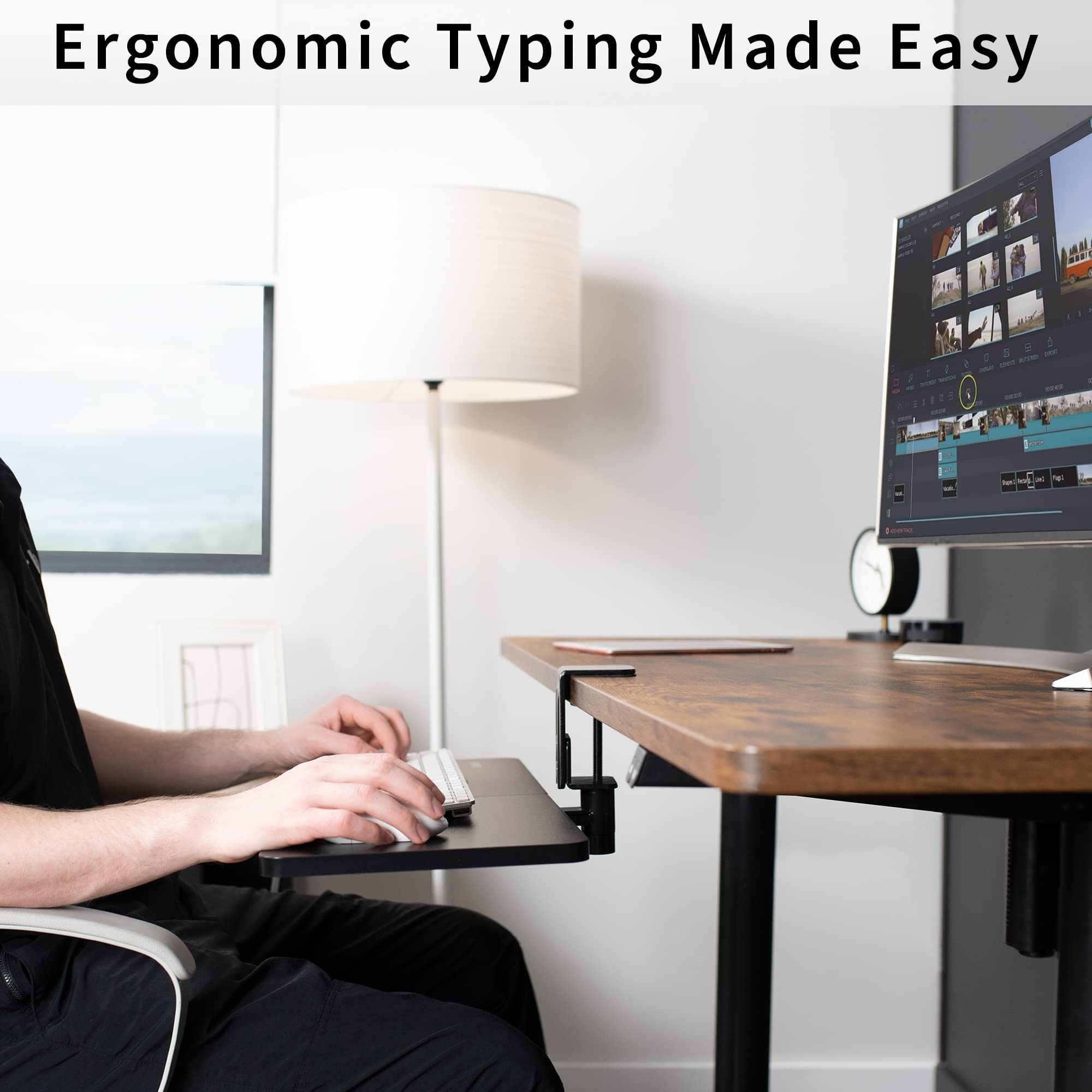 VIVO Clamp-on Rotating Computer Keyboard and Mouse Tray, Swiveling 25 x ...