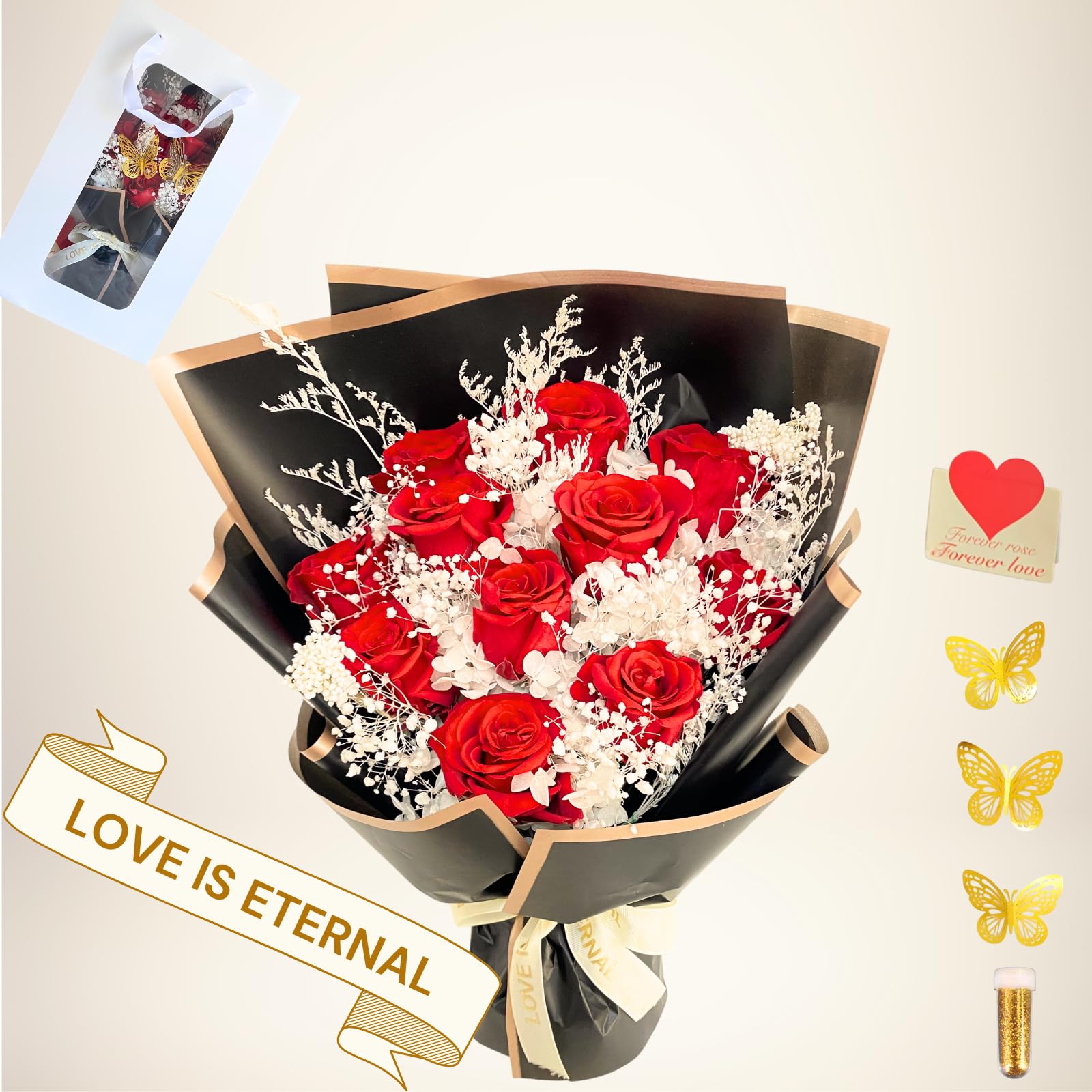 Forever Roses Bouquet Red and White, Flowers Delivery Next Day Prime ...