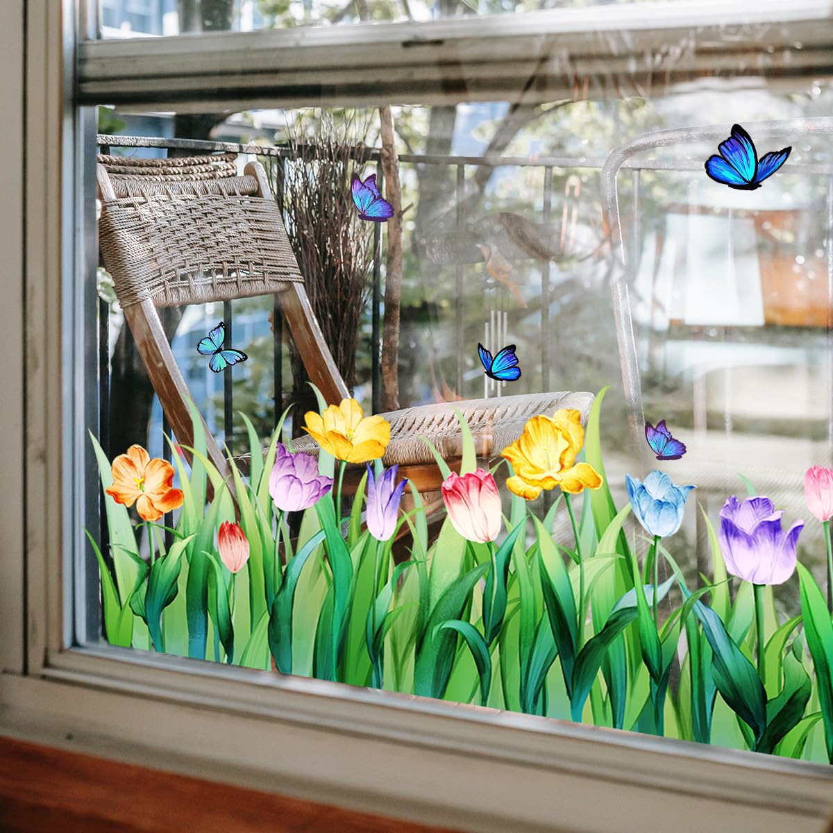 Amazon.com: Colorful Floral Bouquet Window Sticker, Flower Window ...