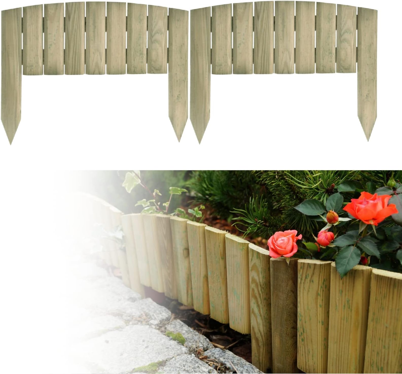 RUDDINGS WOOD Set of 2 x 9" Fixed Wooden Log Lawn Edging Board : Amazon ...