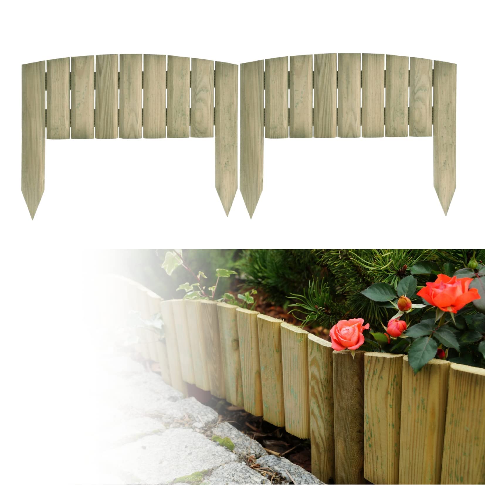 Wooden Log Panel Roll Garden Border Edging Fence Lawen Pressure Treated ...