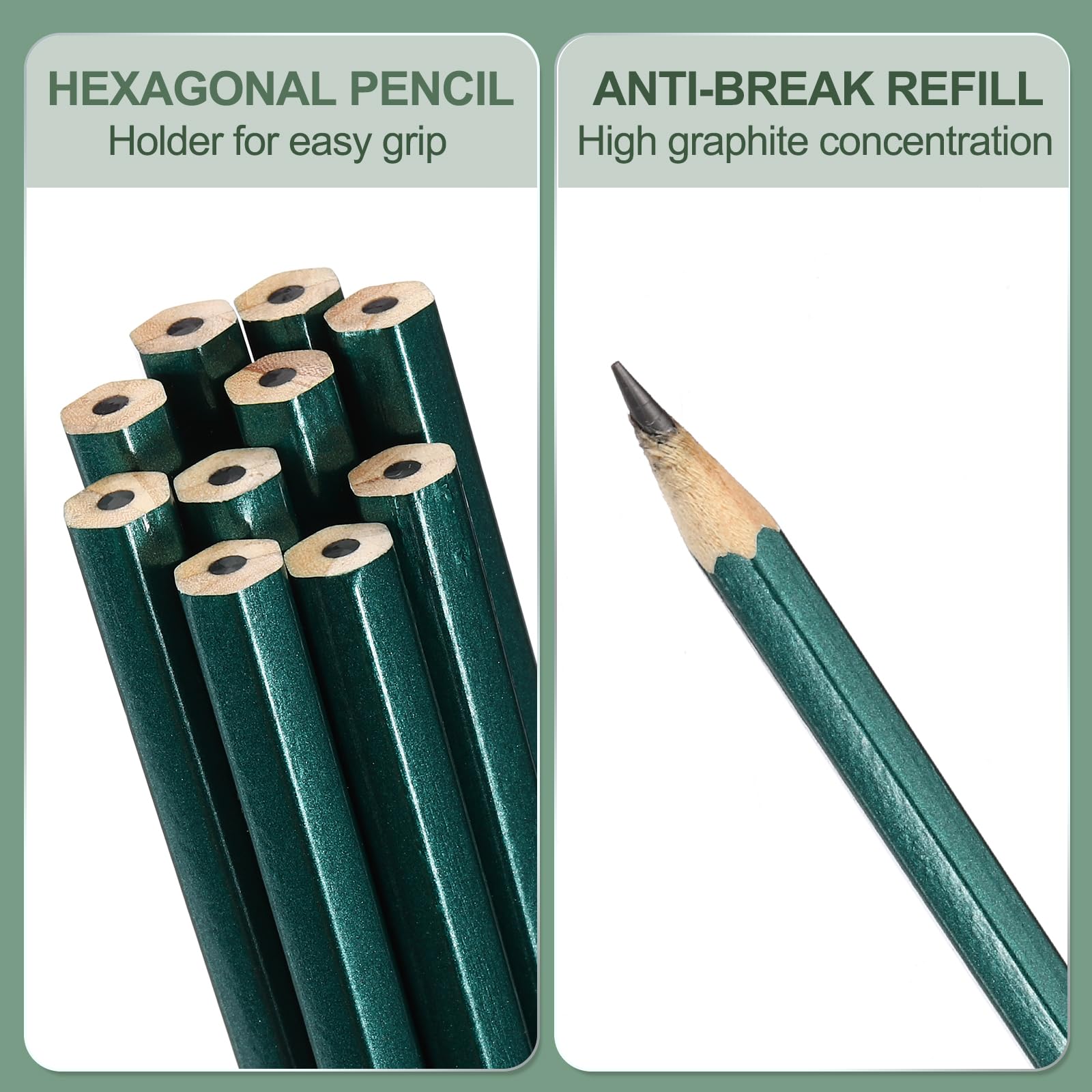 M&G Wooden Hexagonal Pencils, 5 Set 2B Pencils Graphite Round Pencils ...
