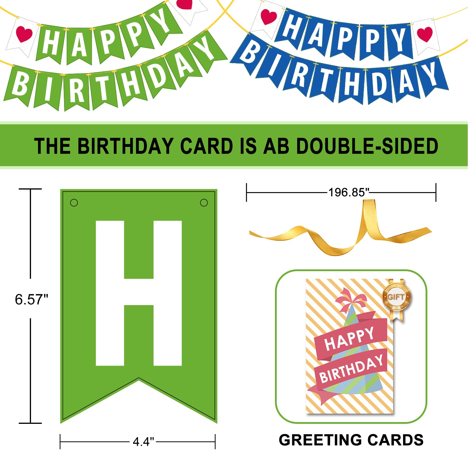 Snapklik.com : Happy Birthday Banner,Blue And Green Double-Sided Party ...