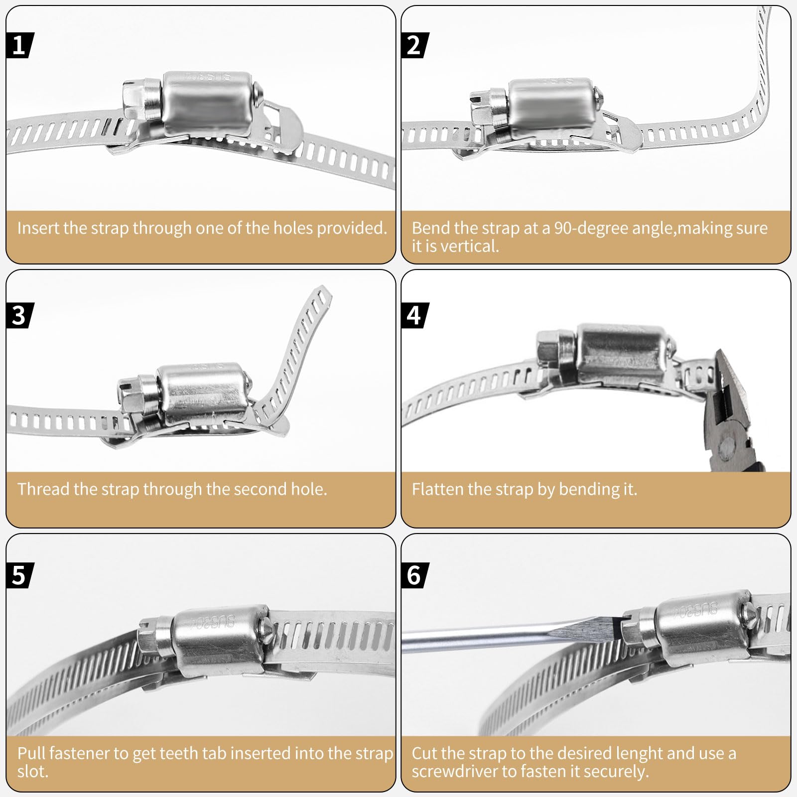 Snapklik.com : 304 Stainless Steel Hose Clamps - For DIY,Cut-To-Fit 11. ...