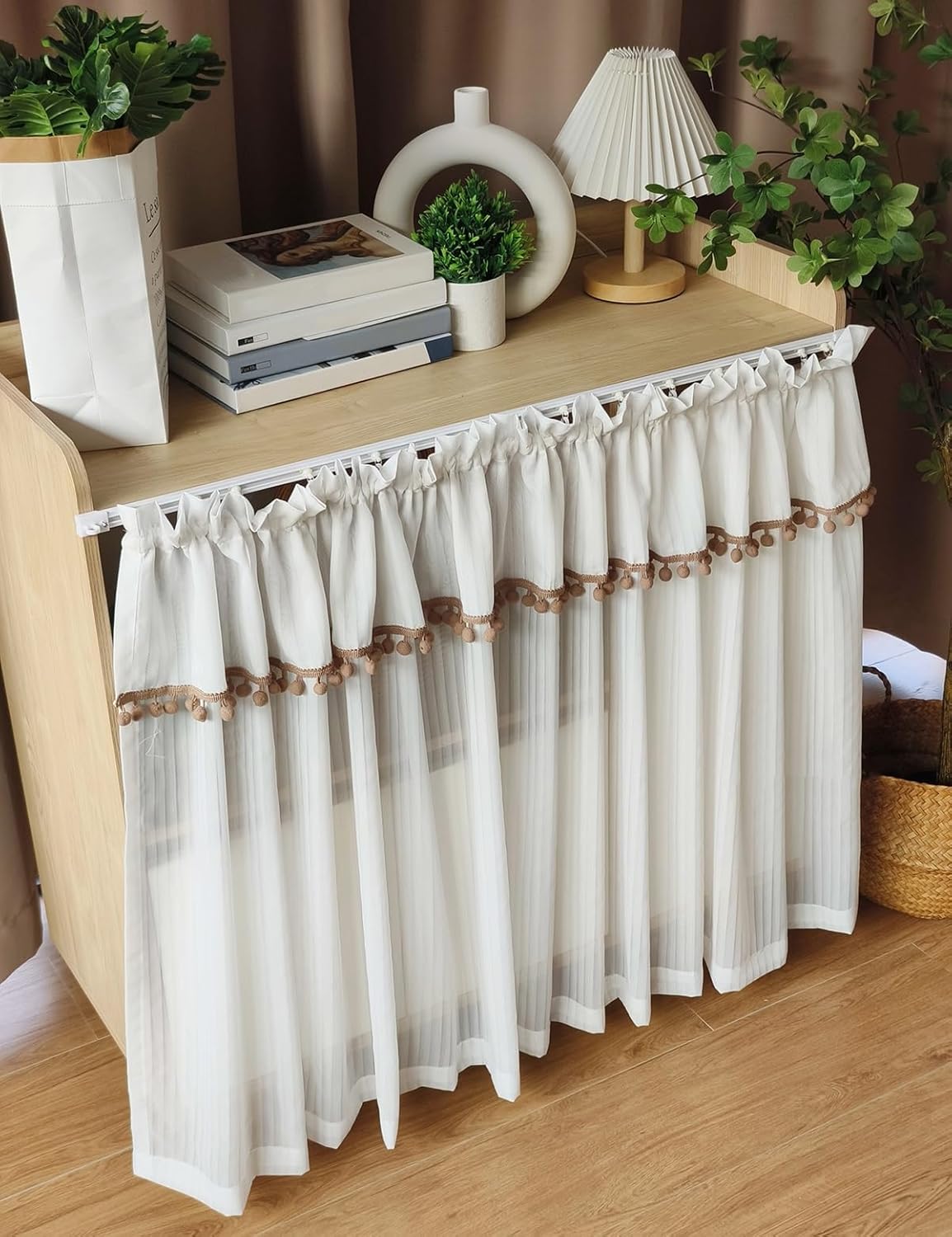 Amazon.com: Aeovot Cabinet Curtain - Short Sheer Privacy Shelf Curtains ...