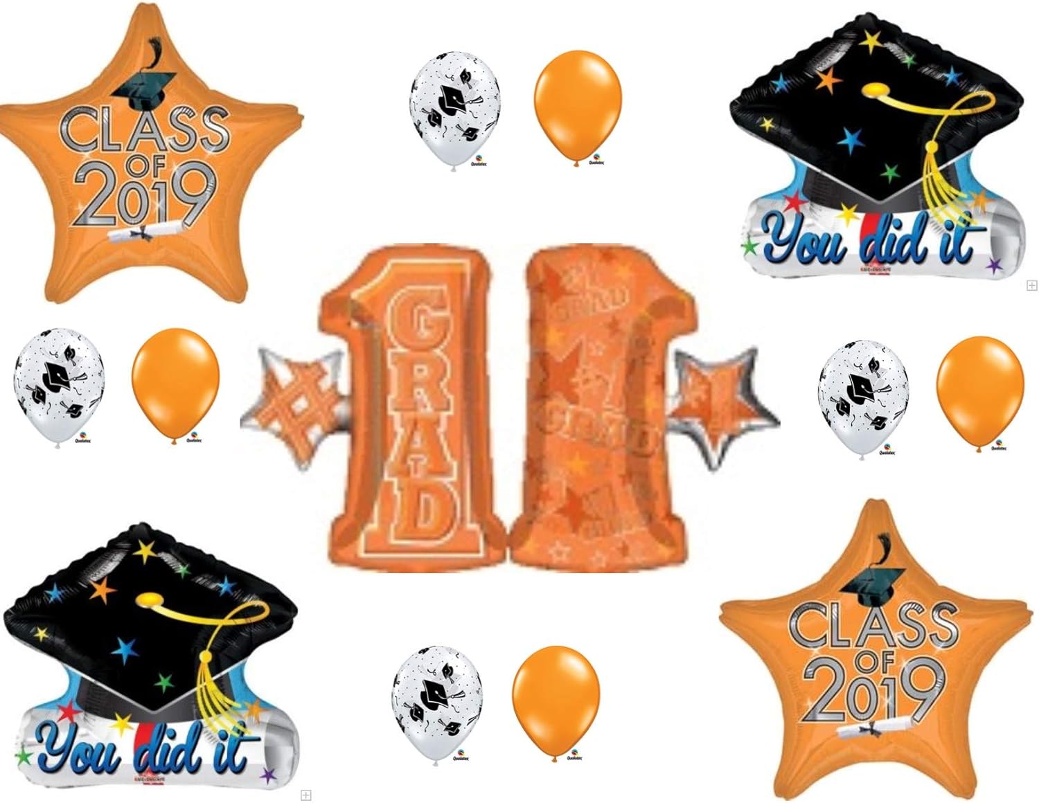 Amazon.com: Number #1 Grad CLASS OF 2019 Orange Graduation Party ...