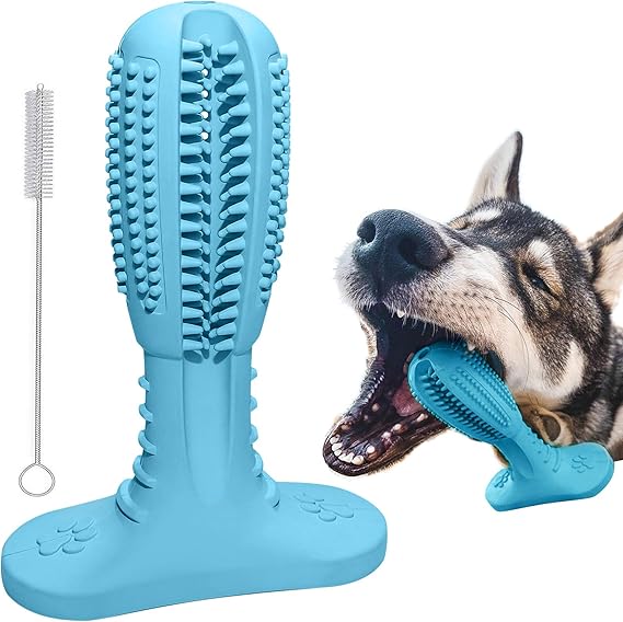RUCACIO Dog Toothbrush Chew Toys, Indestructible Boredom Dog Toy Stick ...