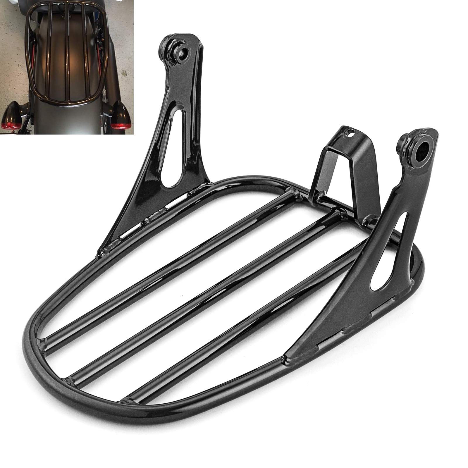 WeiSen Glossy Black Solo Luggage Rack Compatible with 2018-UP Harley ...
