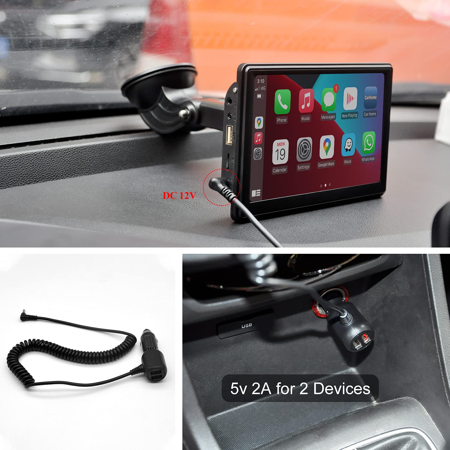 IYING 7 Inch Touchscreen Wireless CarPlay & Android Auto Portable Car ...