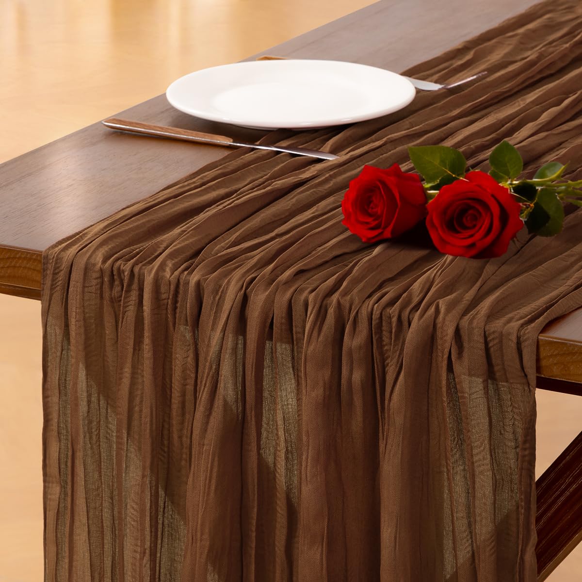 Snapklik.com : Brown Coffee Cheesecloth Table Runner Valentines Day ...