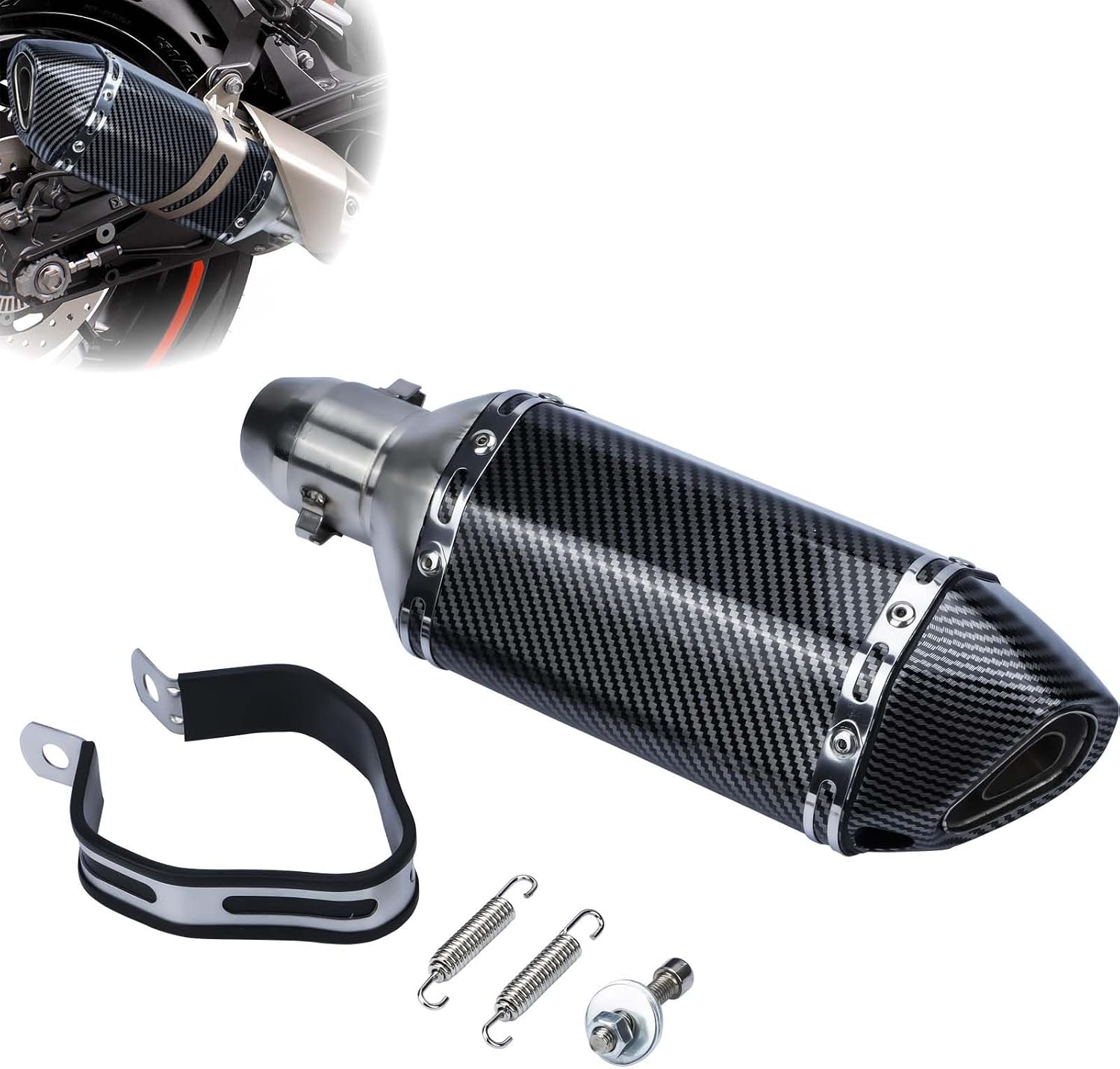 aleawol 38-51mm/1.5-2in Motorcycle Slip On Exhaust Muffler, Stainless ...