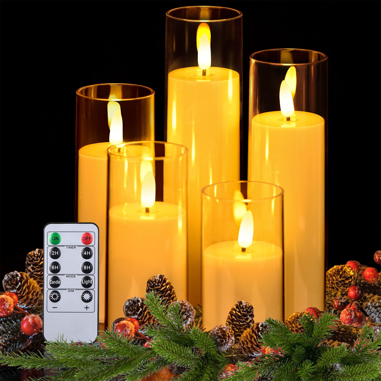 Touloube 5Pcs Flameless Electric Led Candles, Battery Powered with ...
