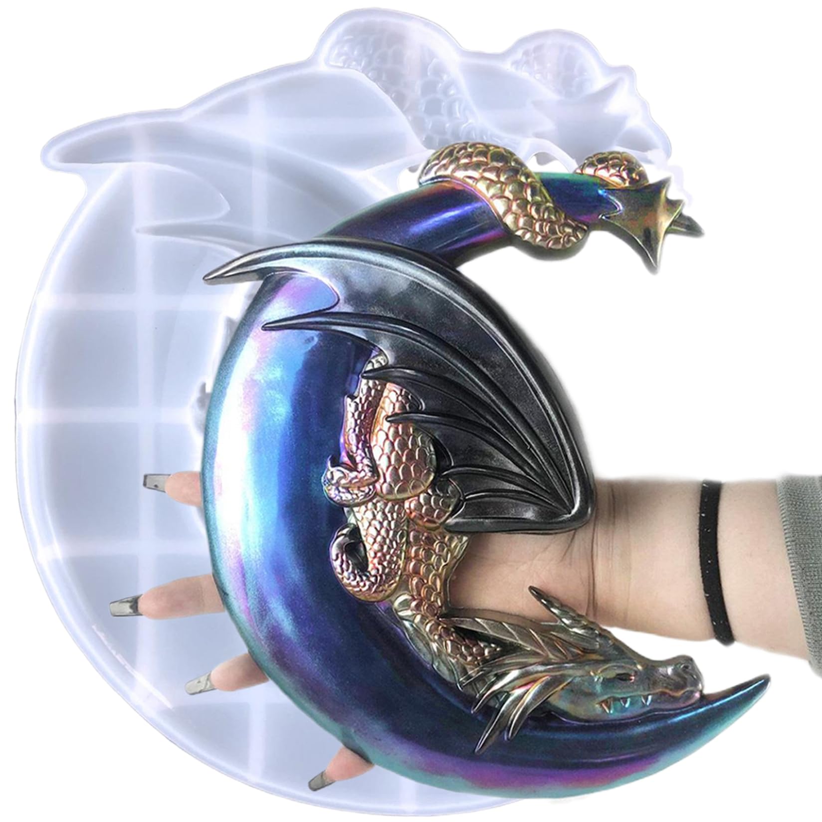 Amazon.com: Yaoliucp Dragon Mold Moon-Shaped Realistic 3D Dragon Resin ...