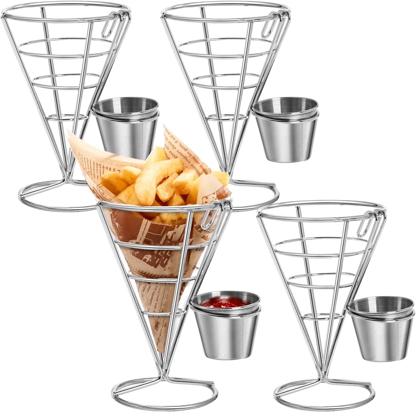 Amazon.com: 8 Pcs French Fries Stand Cone Metal Wire, Chip Cone Basket ...