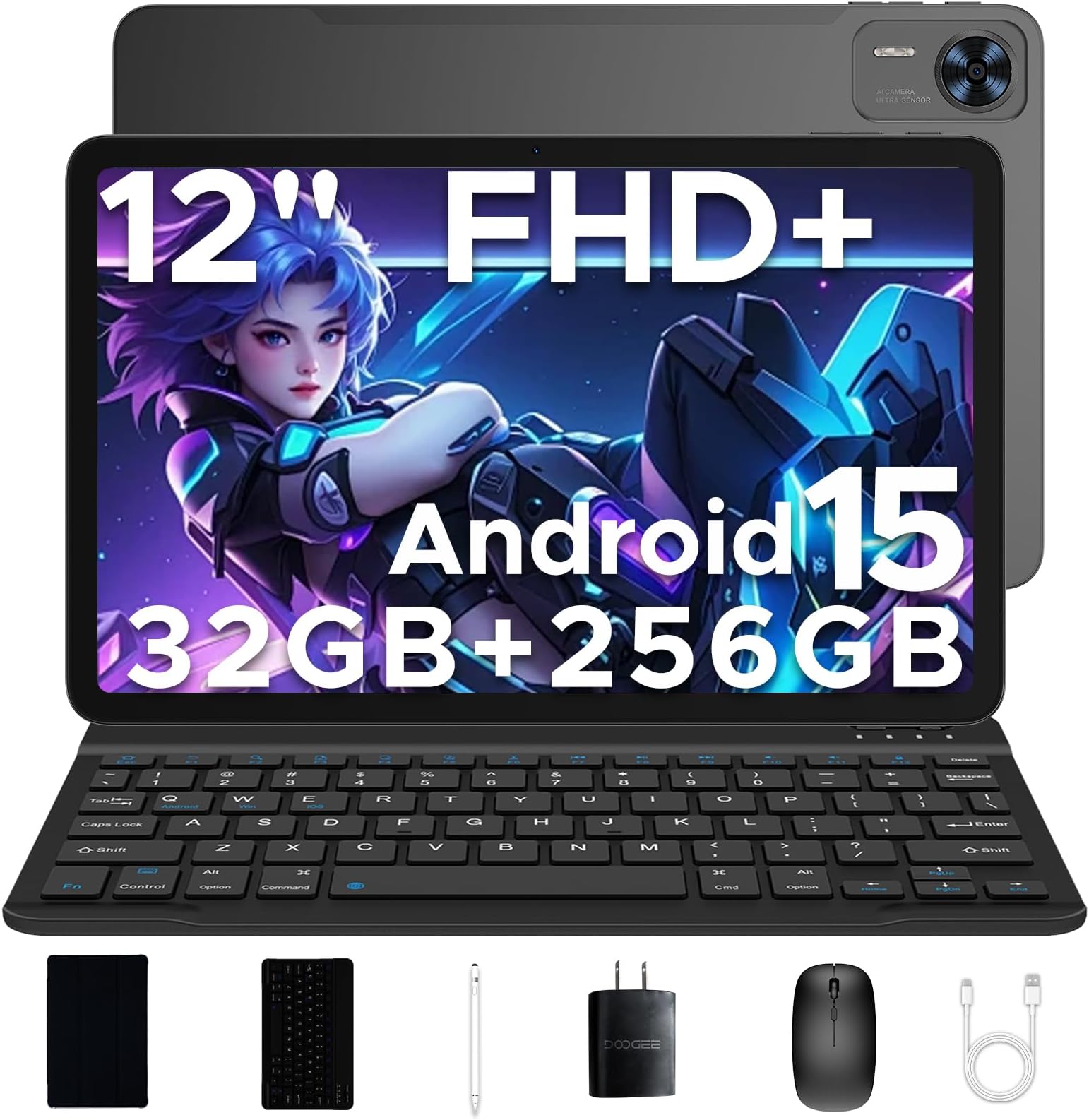 Amazon.com : DOOGEE T36 12 inch Tablet with Keyboard, Android 15 Tablet ...