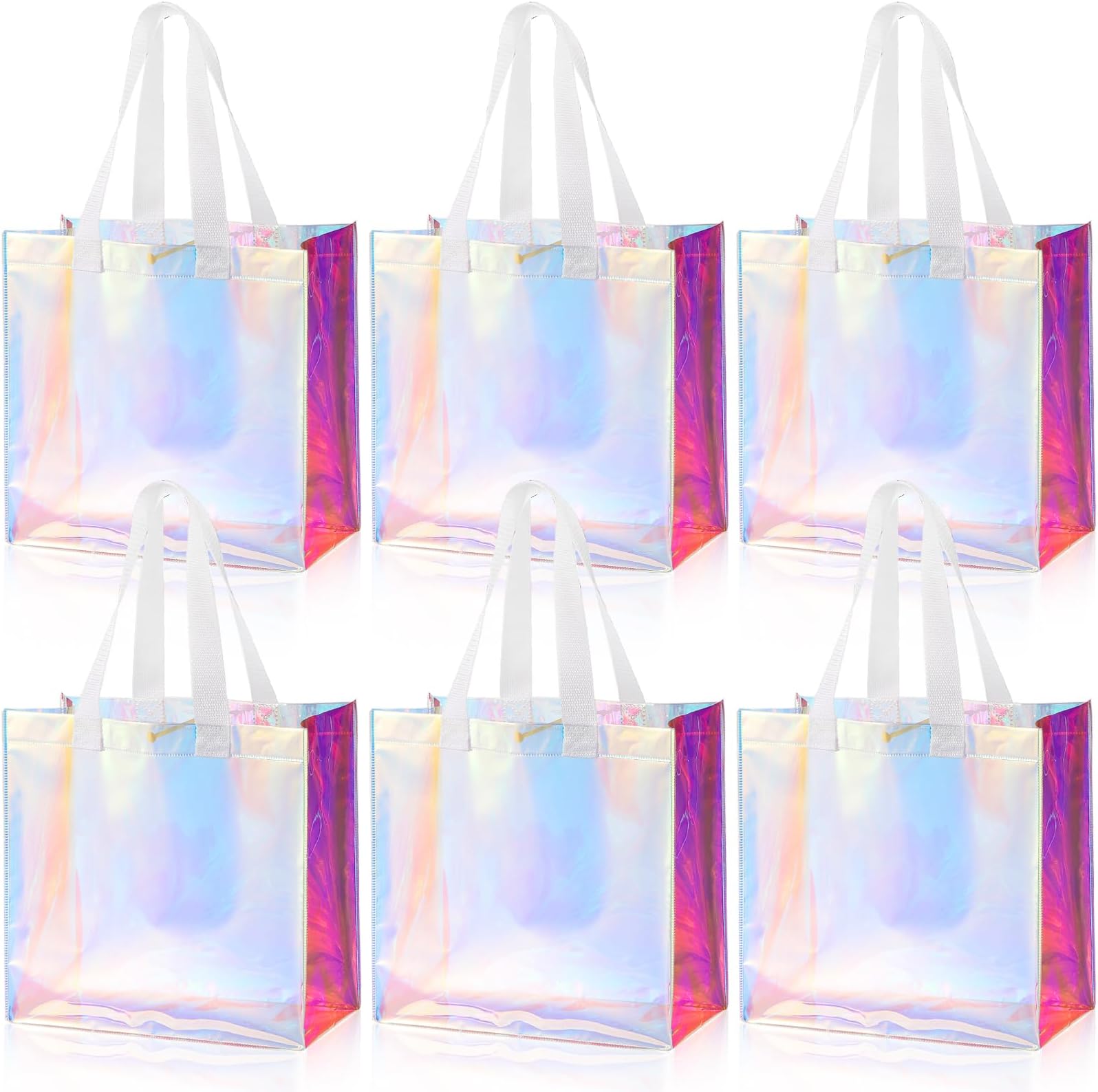 Amazon.com - Silkfly 6 Pcs Holographic Bridesmaid Bride Tote Bag Neon ...
