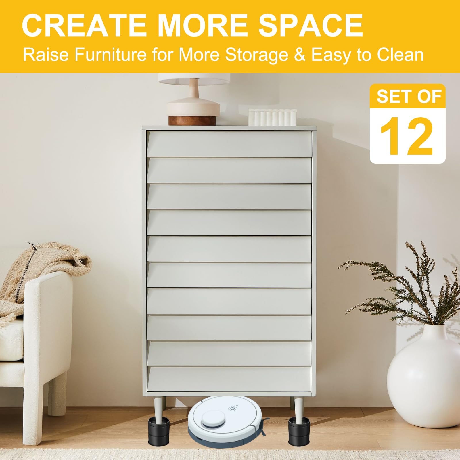 Snapklik.com : Sonhomay Bed Risers 2 Inch, Adjustable Furniture Risers ...