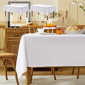 Fantastshop 2 Pack White Table Cloths Rectangular, Solid Rectangle ...
